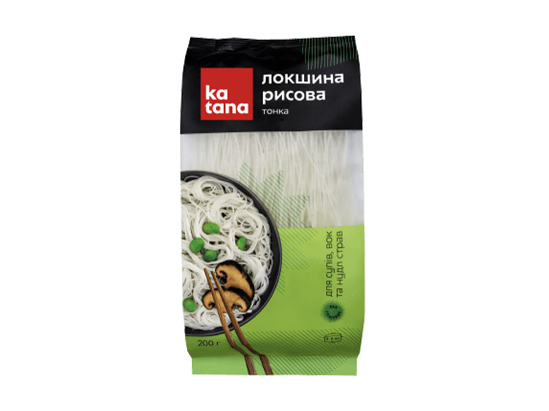 Тонкая рисовая лапша для супов, вок и нудл блюд, 200 г — Katana